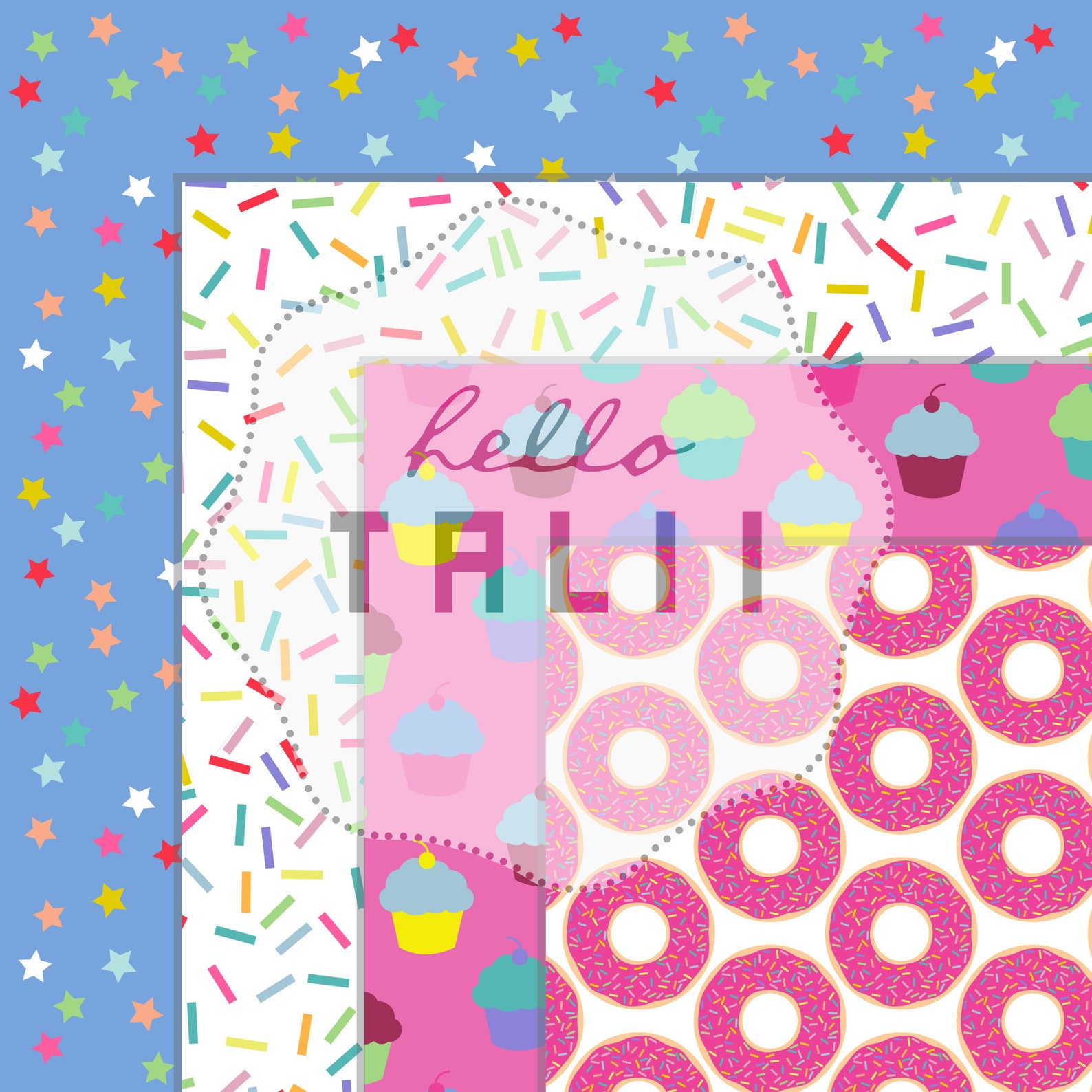 DONUT Digital Paper Pink Donuts with Sprinkles Birthday Party | Etsy