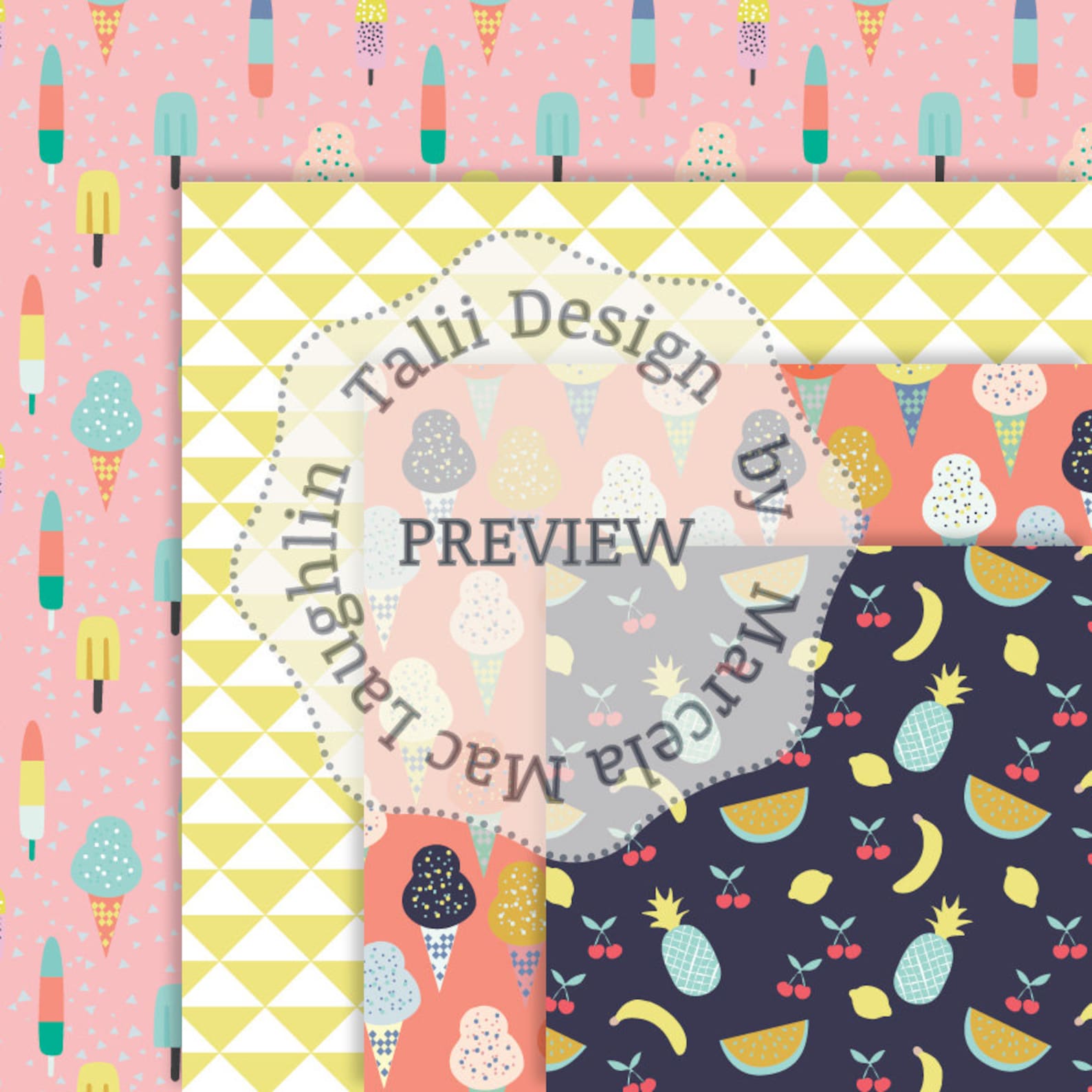 Ice Cream Digital Paper ICE CREAM FUN Colorful Ice Cream - Etsy