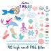 MERMAIDS BUNDLE Clip Art Digital Paper Graphics Little Mermaid ...