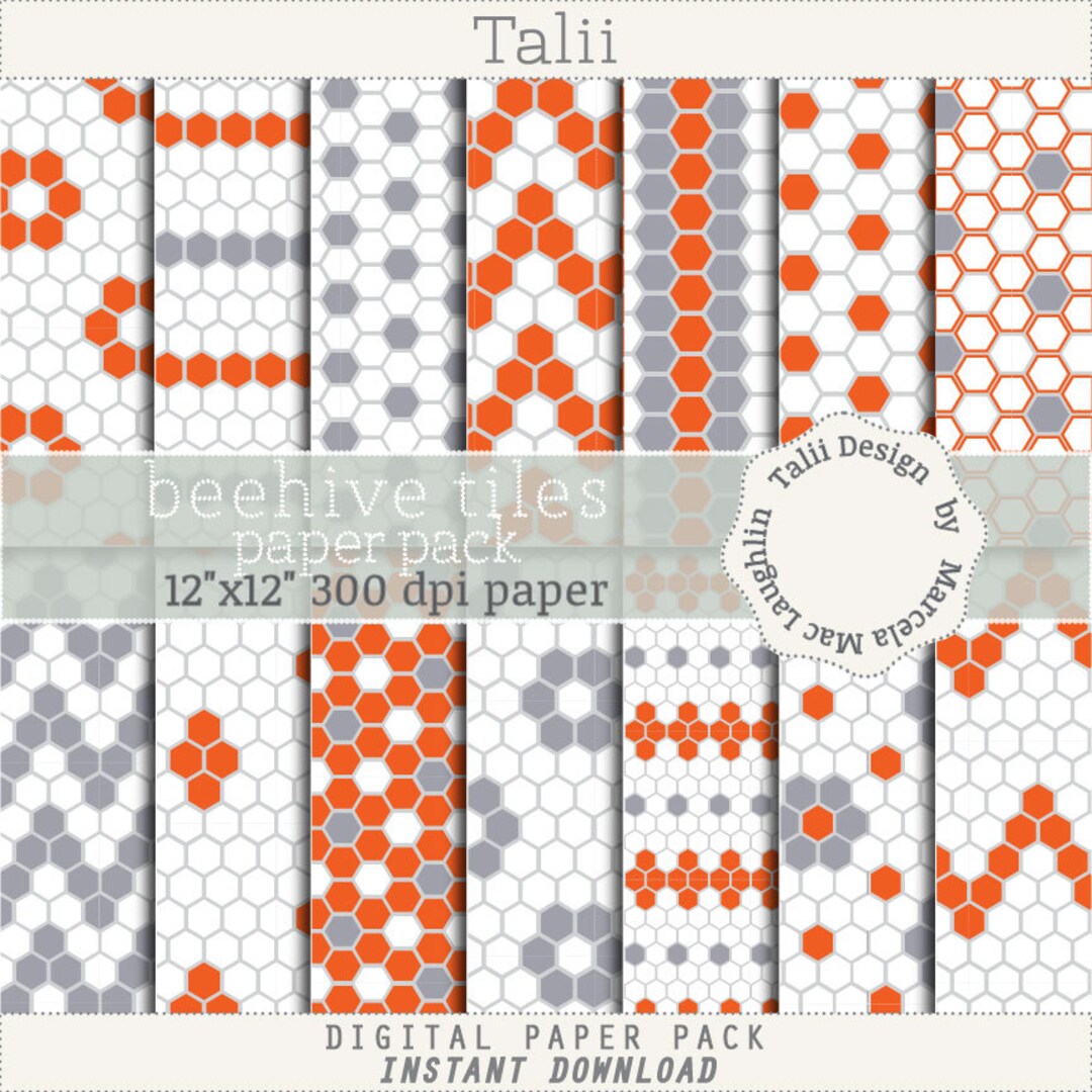 HEXAGON Tiles DIGITAL PAPER Beehive or Honeycomb Mosaics in - Etsy