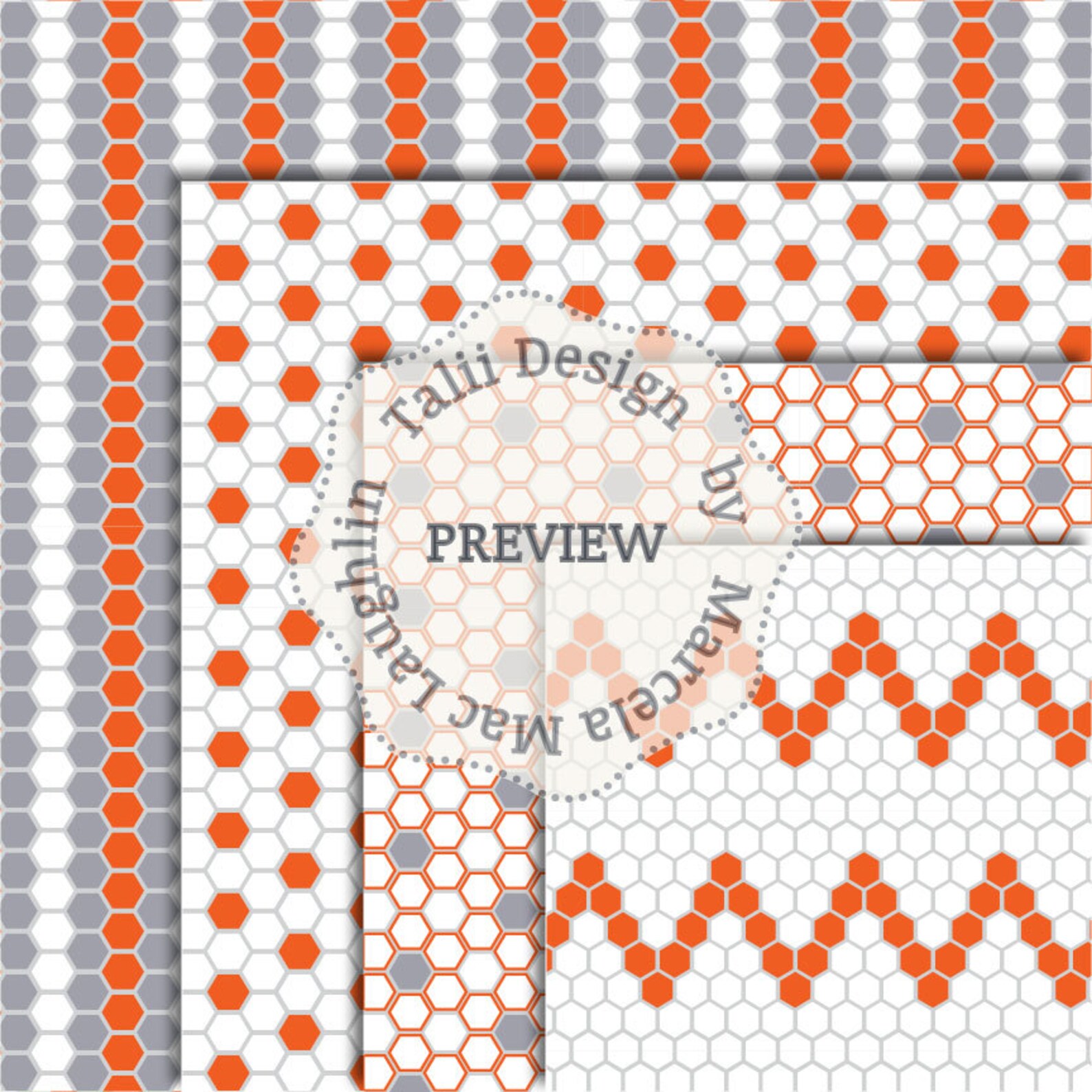 HEXAGON Tiles DIGITAL PAPER Beehive or Honeycomb Mosaics in | Etsy