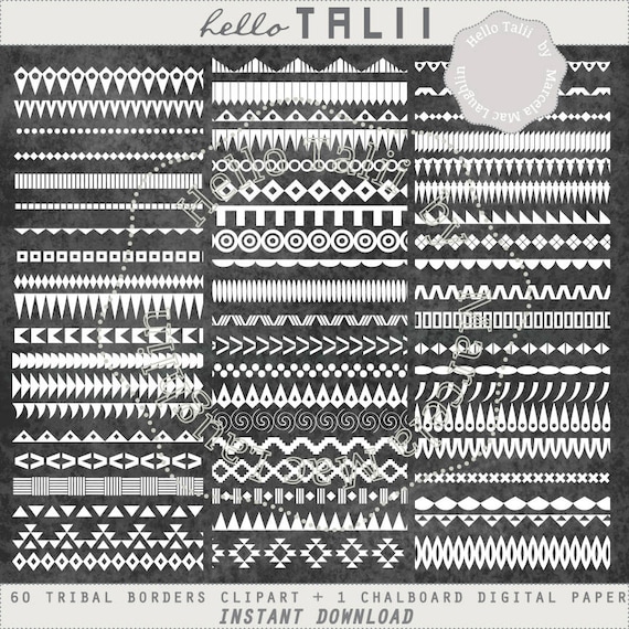60 AZTEC BORDERS Clip Art 60 Tribal Digital Borders in White | Etsy