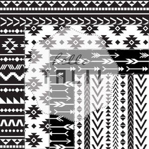 Aztec Digital Paper TRIBAL Black and White- Aztec Backgrounds Arrows ...
