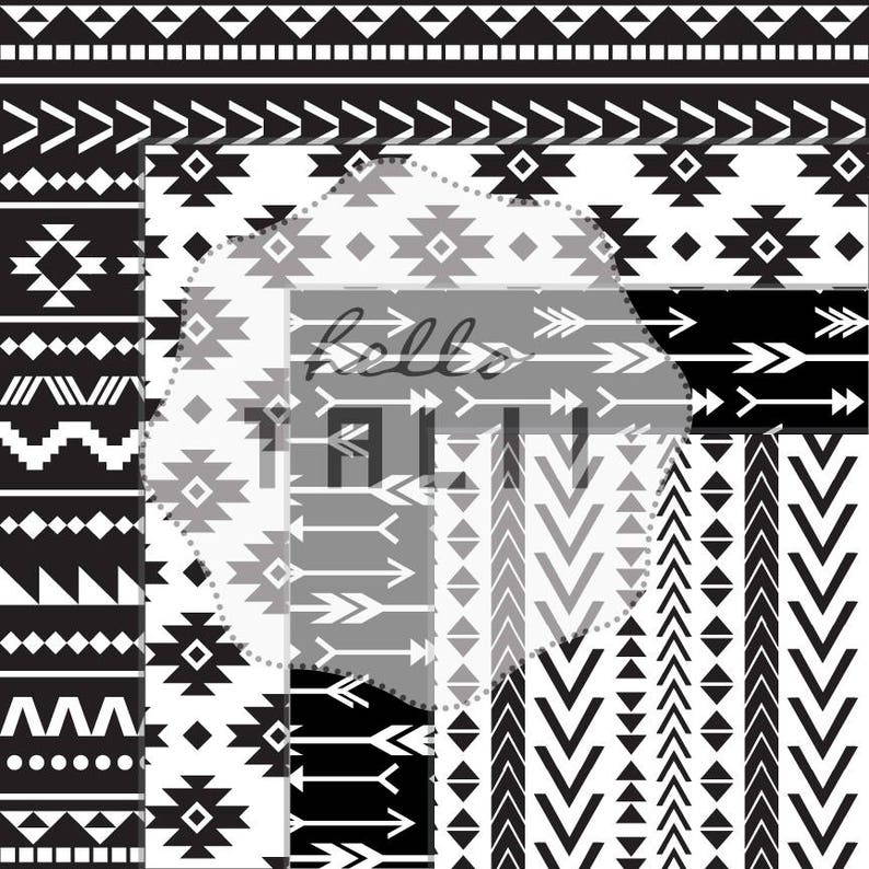 Aztec Digital Paper TRIBAL Black and White Aztec Backgrounds - Etsy