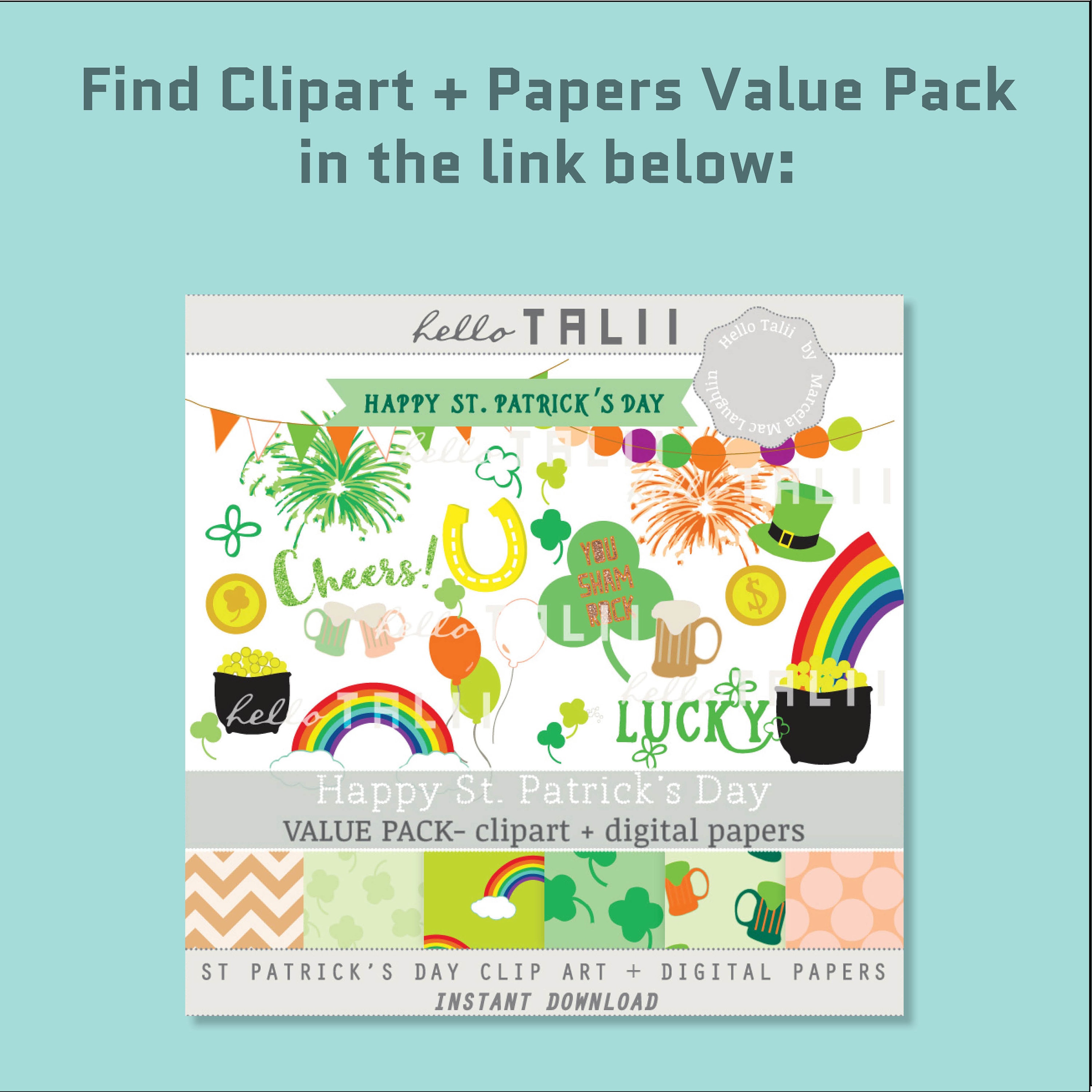 St Patrick's Day Digital Papers Happy St Pat's Day | Etsy