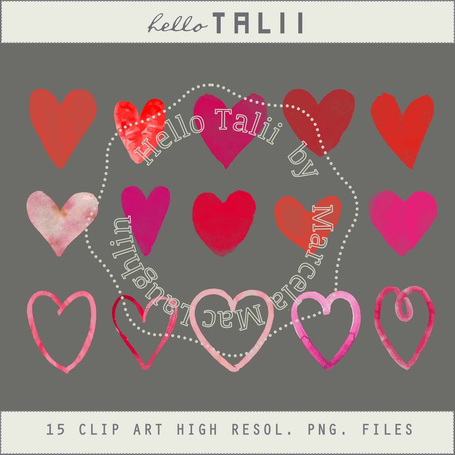 WATERCOLOR HEARTS Clipart Red and Pink Handpainted Hearts and - Etsy