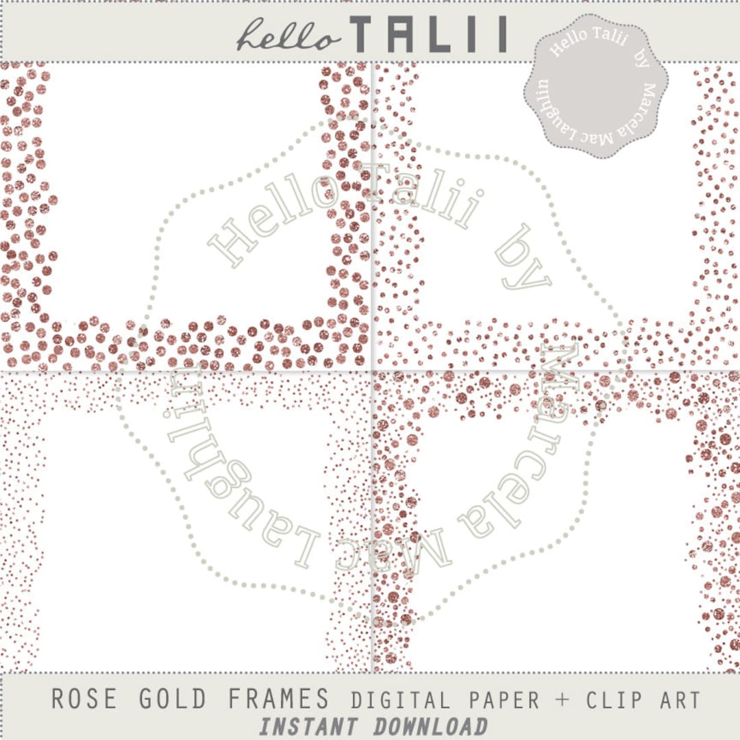Rose Gold GLITTER CONFETTI Frames Clip Art + Digital Papers- Copper ...