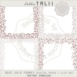 Rose Gold GLITTER CONFETTI Frames Clip Art + Digital Papers- Copper ...