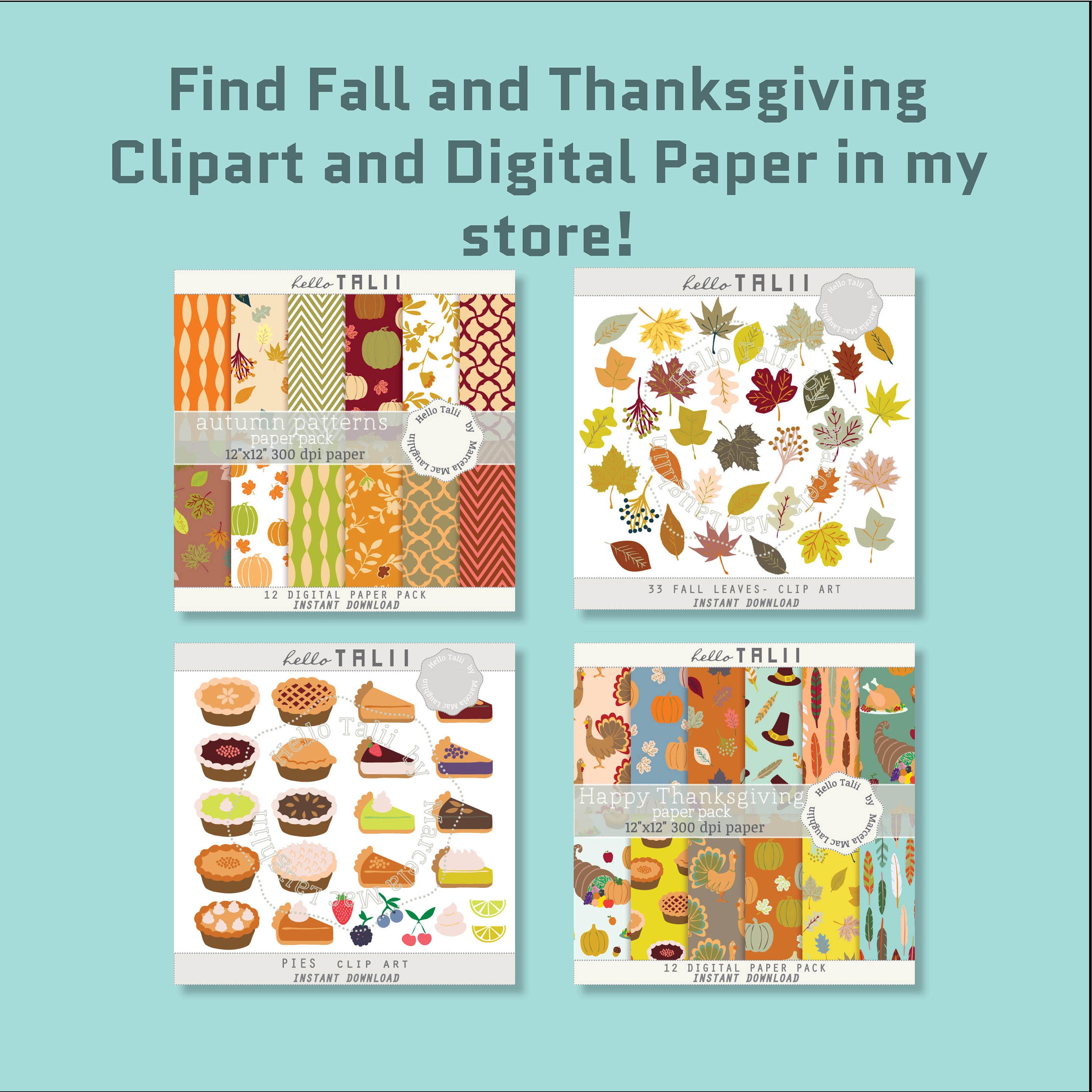 Happy THANKSGIVING Digital Paper Thanksgiving Decor Turkey - Etsy