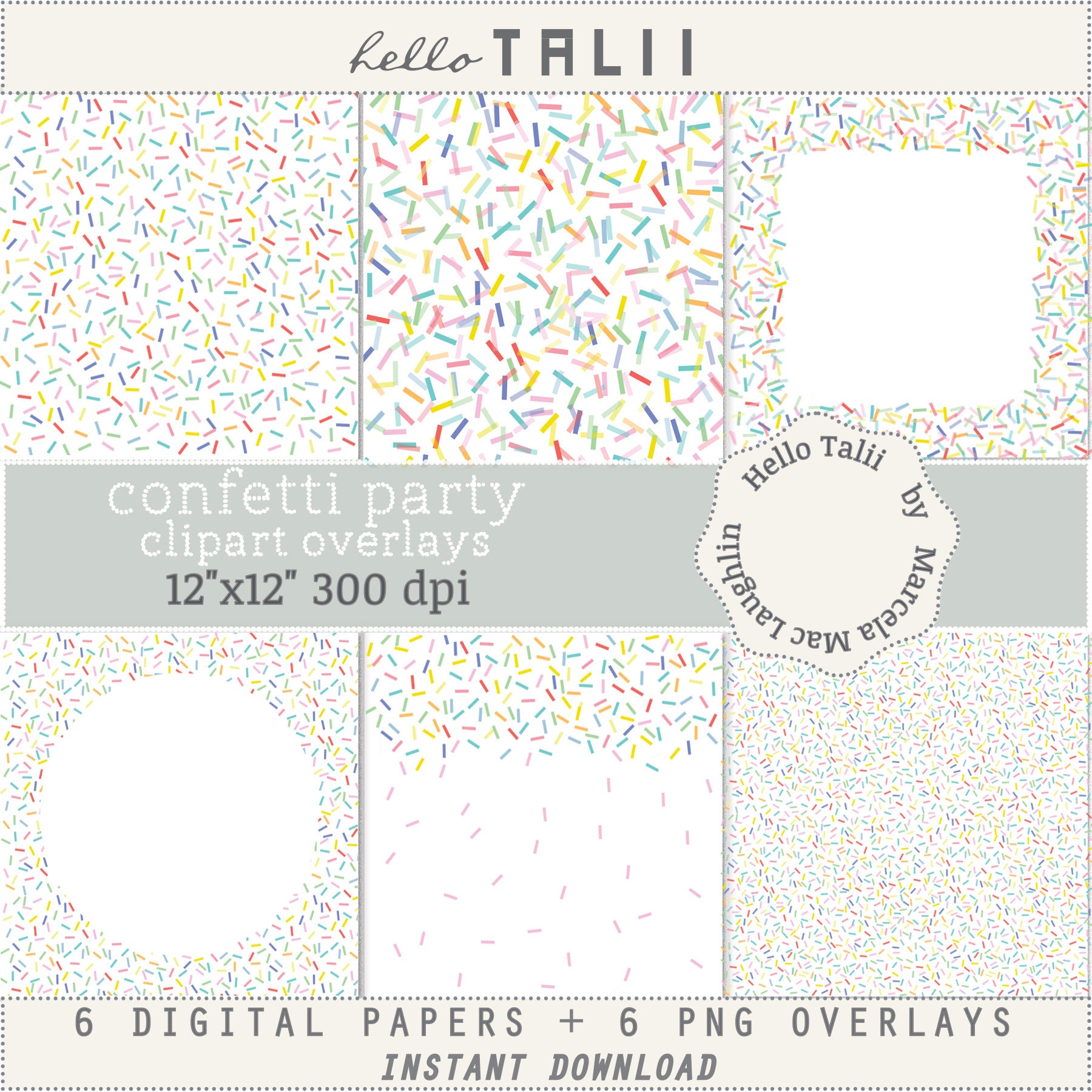 Confetti SPRINKLES Clipart Overlays Pastel Confetti Digital | Etsy