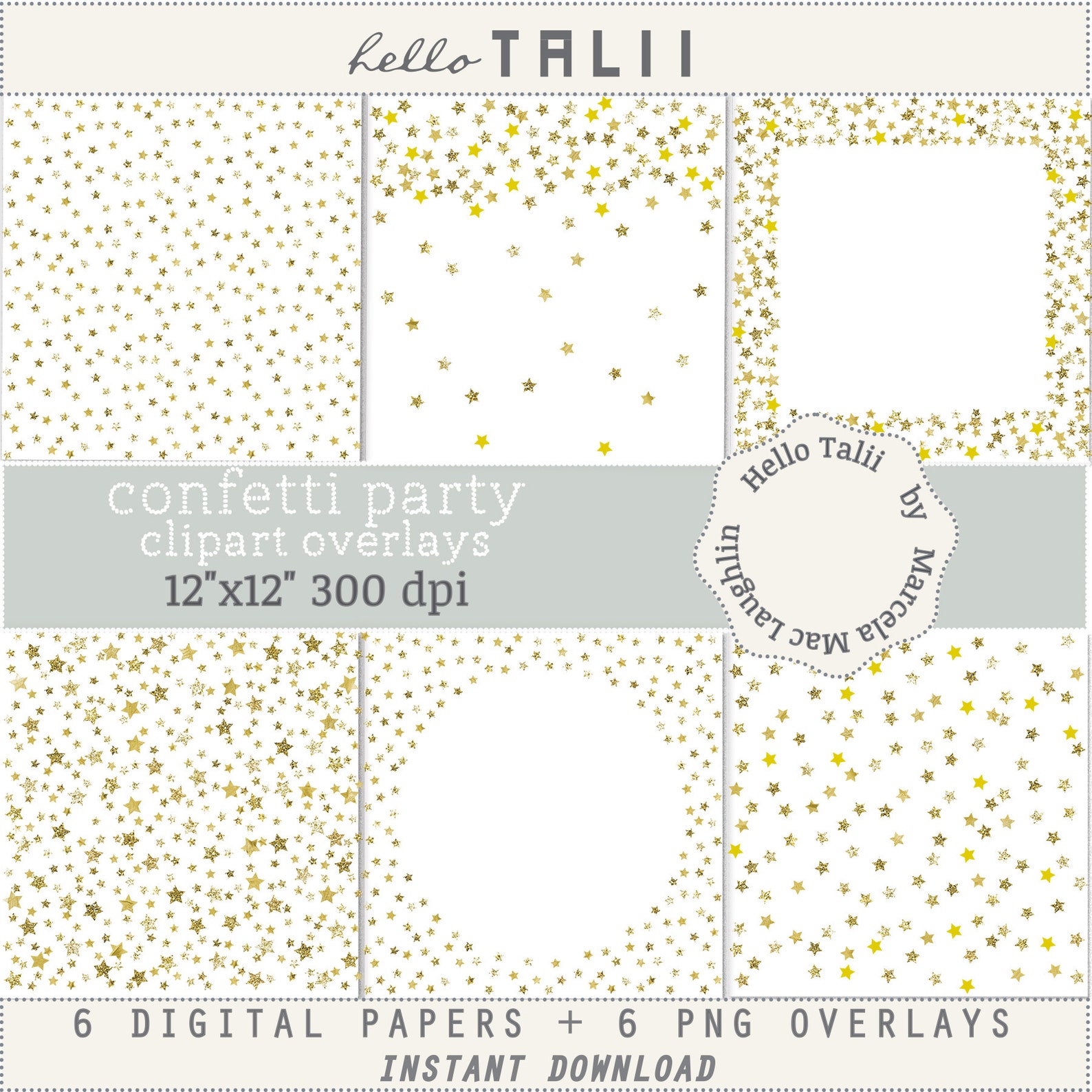 Gold STARS CONFETTI Overlays Transparent Png Jpg Digital | Etsy