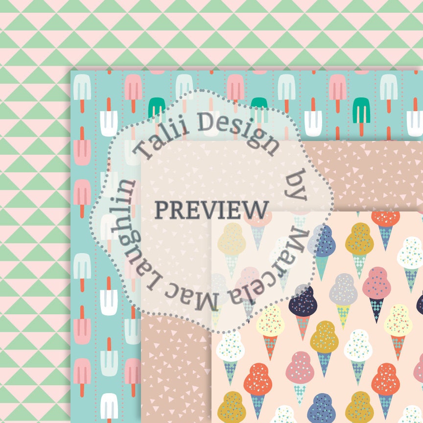 Ice Cream Digital Paper ICE CREAM FUN Colorful Ice Cream - Etsy
