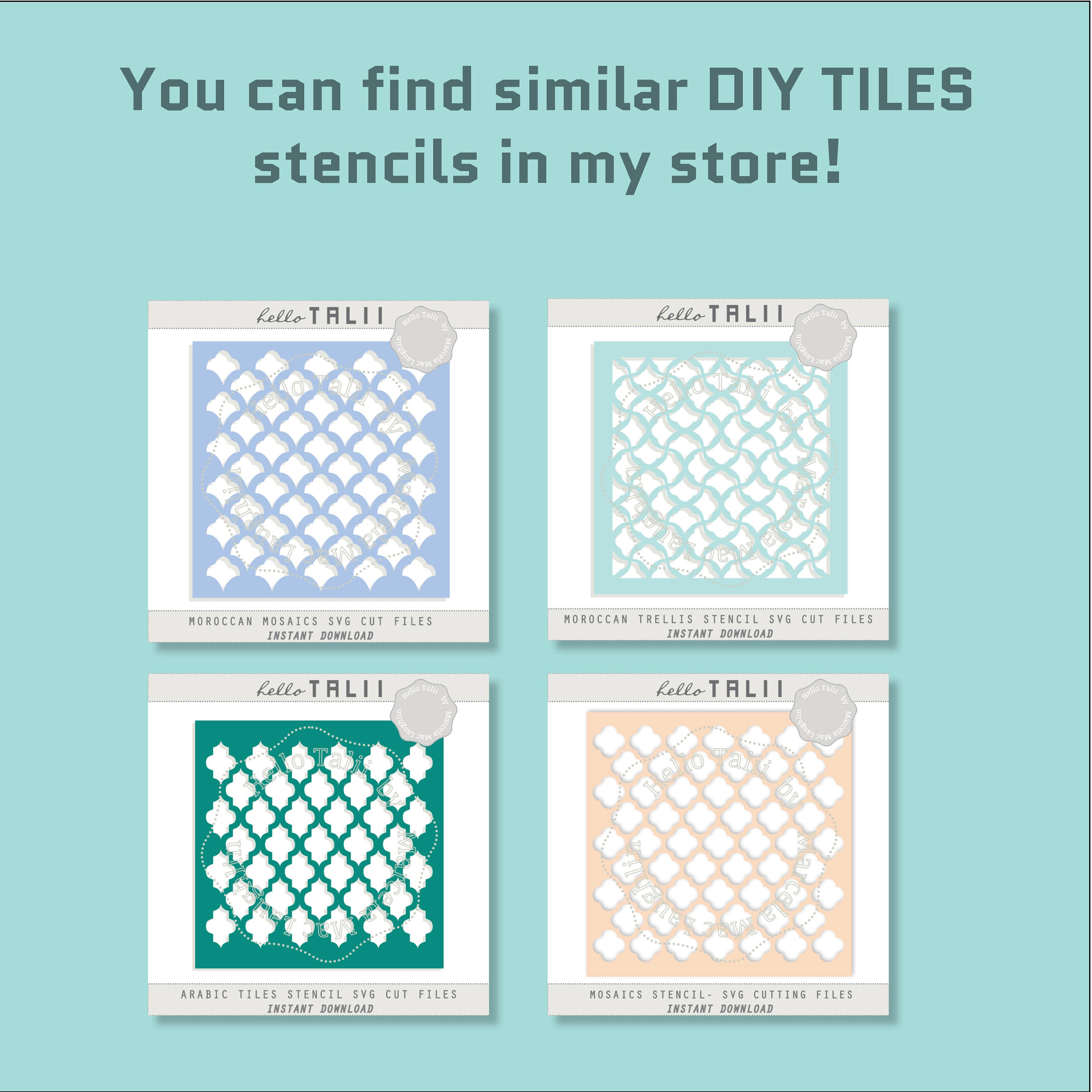 Mosaics Stencil SVG CUTTING FILES Digital Trellis template | Etsy