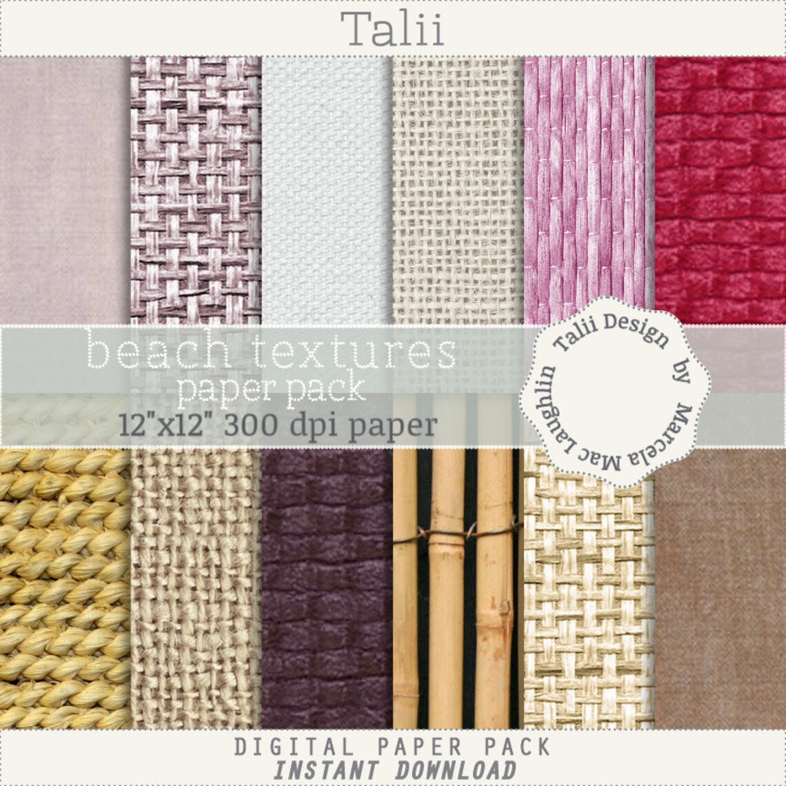 Beach Textures DIGITAL PAPER Summer Backgrounds: Raffia | Etsy