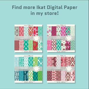 Ikat Digital Paper SUMMER IKAT PATTERNS- Tribal Backgrounds Bright ...