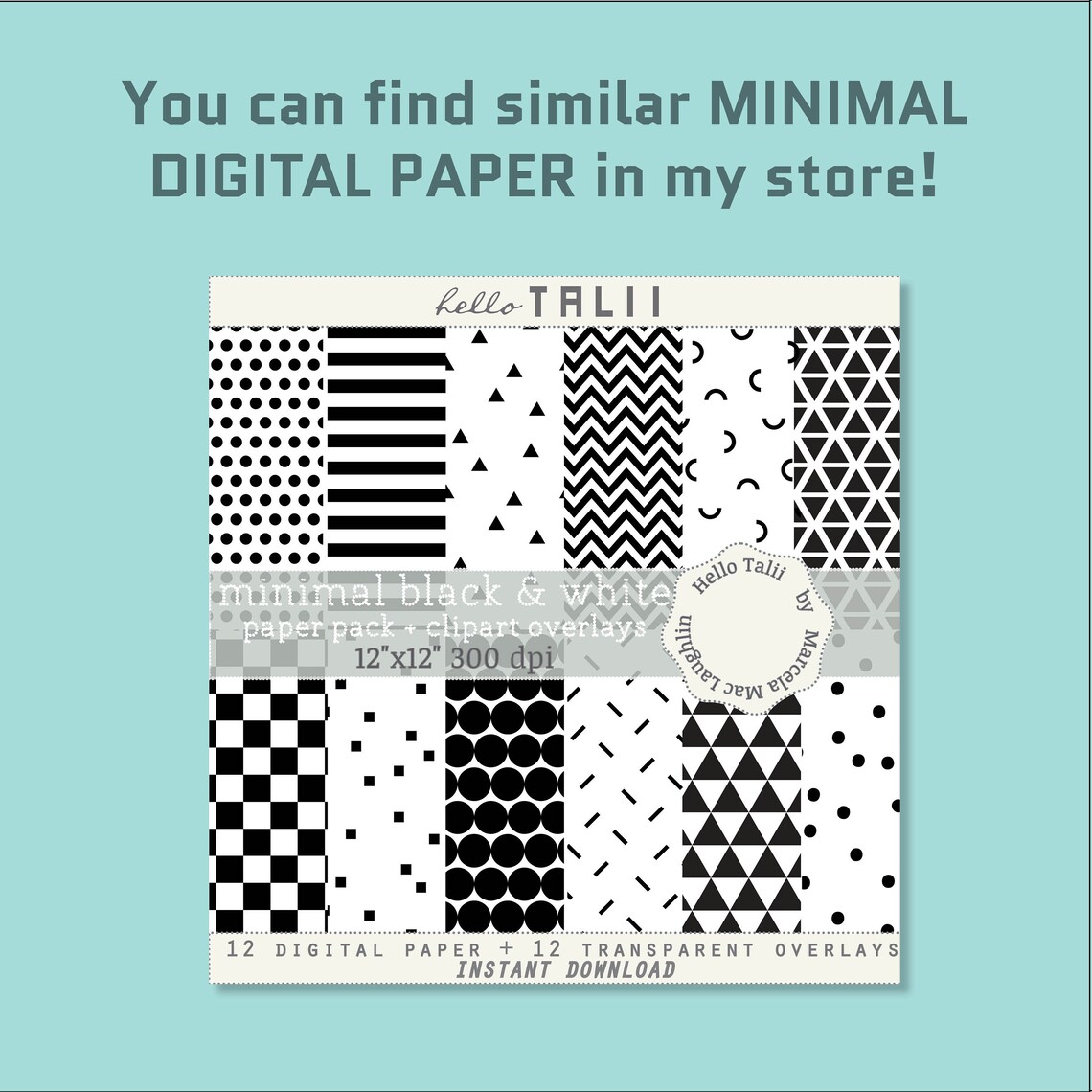 Black and White MINIMAL Digital Paper Clipart Overlays - Etsy