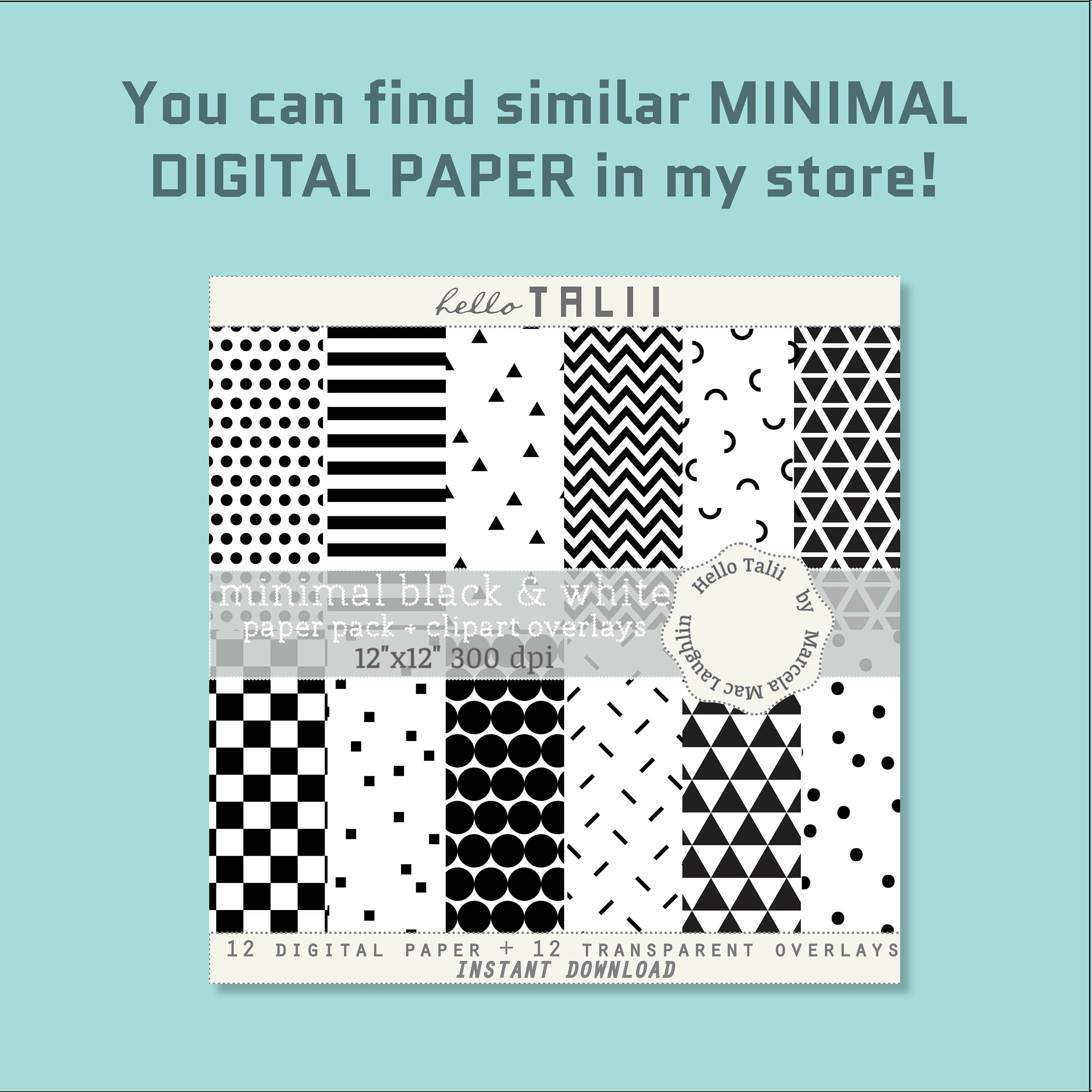 Black and White MINIMAL Digital Paper Clipart Overlays - Etsy