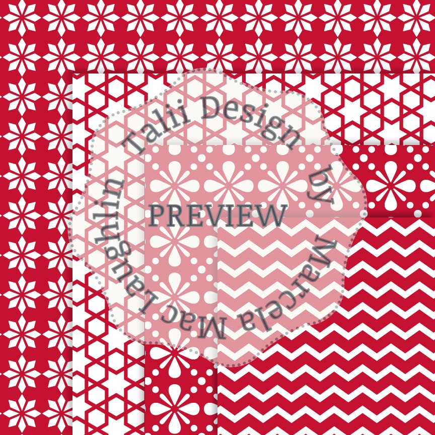 RED CHRISTMAS Digital Paper White and Red Backgrounds for - Etsy