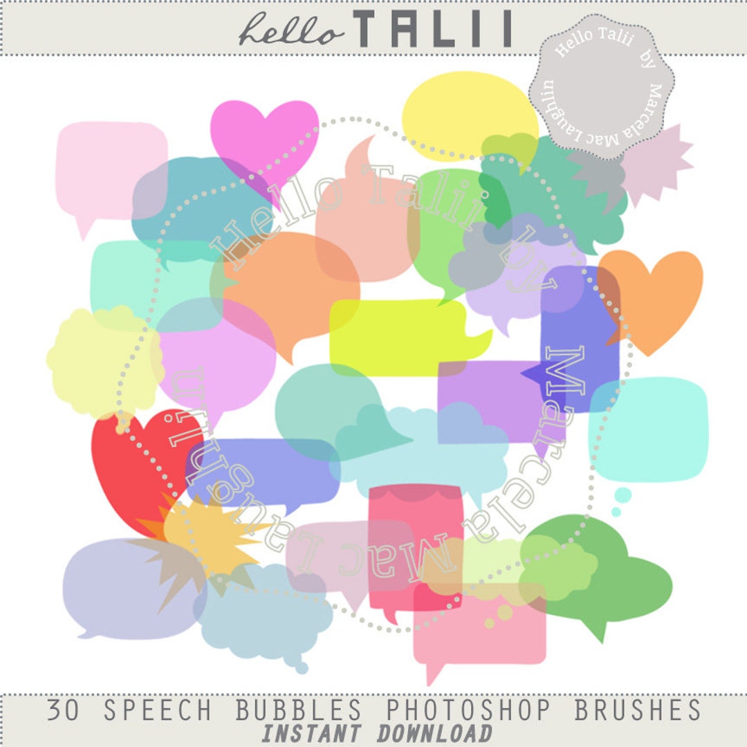 SPEECH BUBBLES Photoshop Brushes- 30 Speech Bubbles High Quality ABR ...