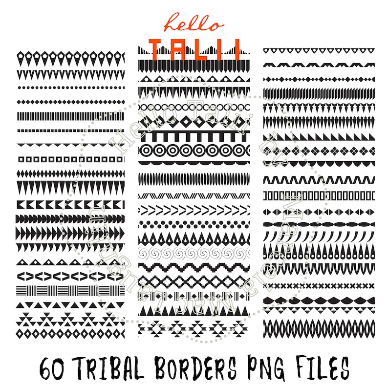 TRIBAL BUNDLE 60 Tribal Borders Clip Art Files 12 Black and - Etsy