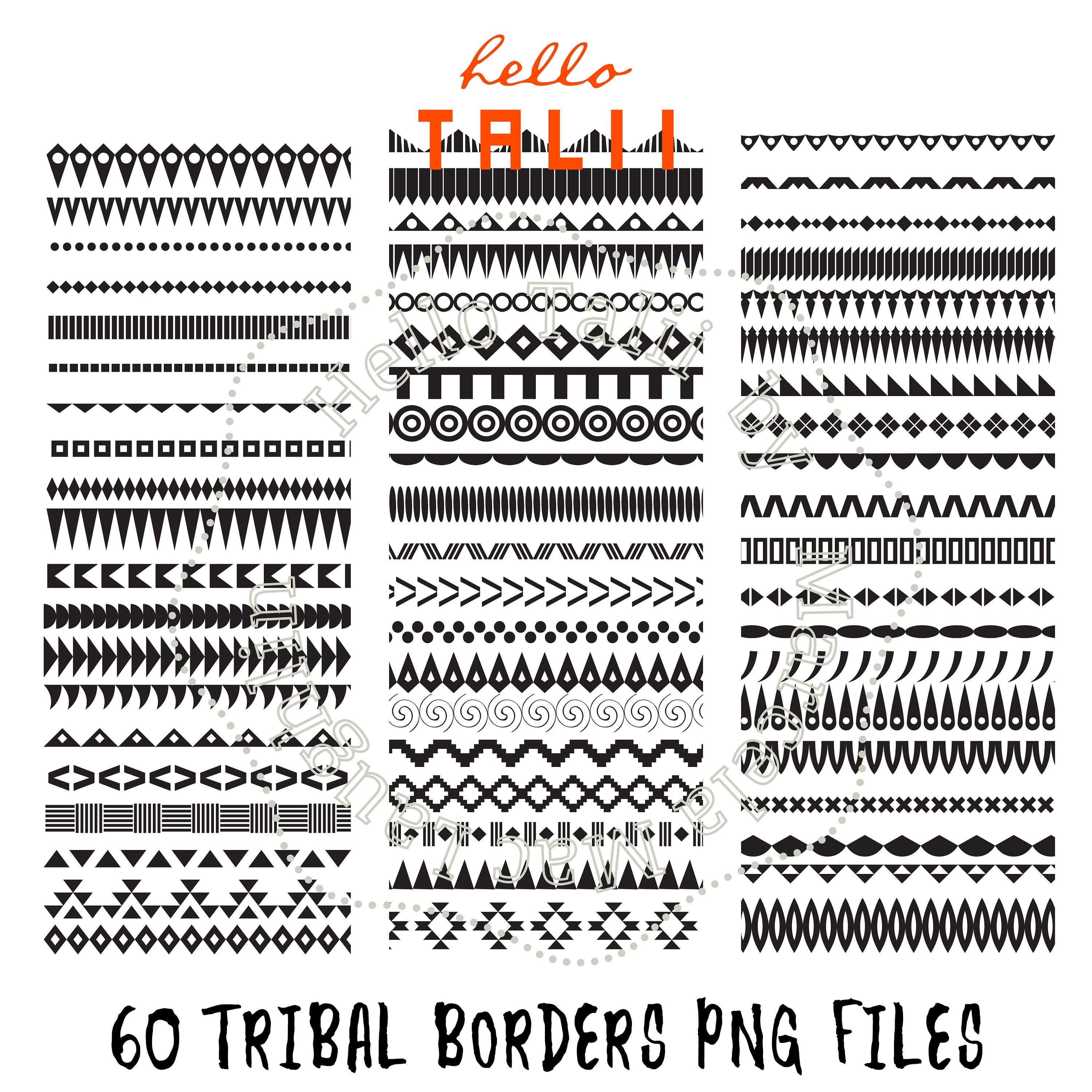 TRIBAL BUNDLE 60 Tribal Borders Clip Art Files 12 Black and - Etsy