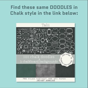 101 DOODLES Clipart + 3 COPYBOOK Digital Papers- Handdrawn Frames and ...