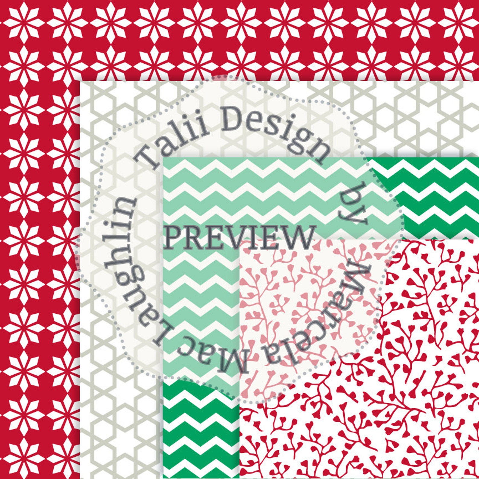 Christmas Digital Paper Red and green MERRY CHRISTMAS | Etsy