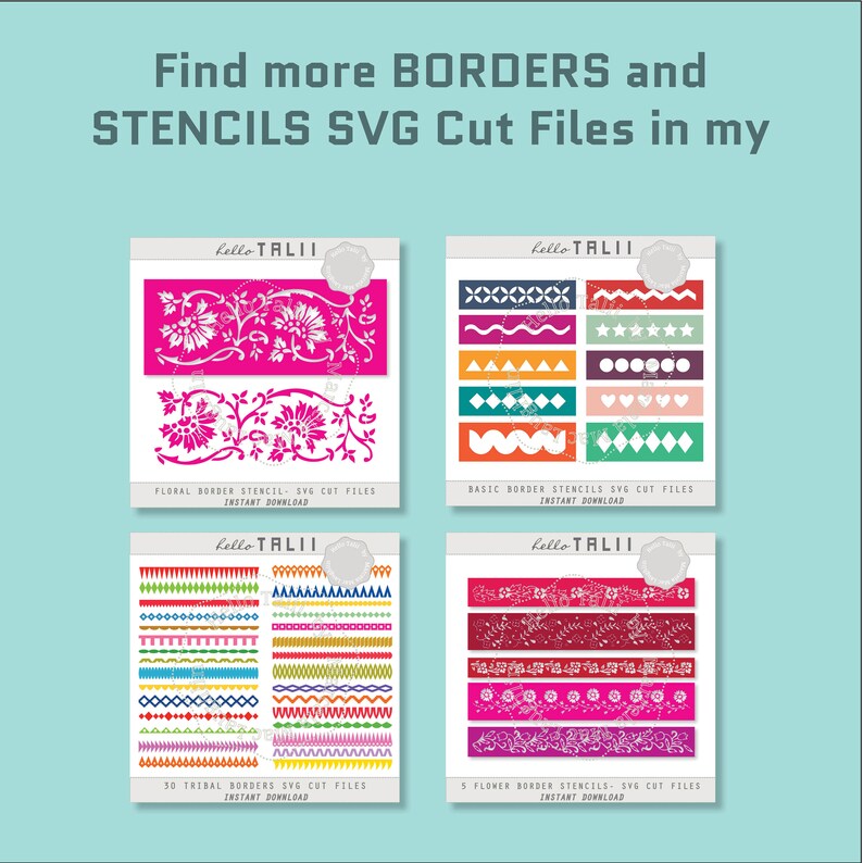 STENCIL BORDERS SVG Die Cut Files 10 Basic Geometric Borders | Etsy
