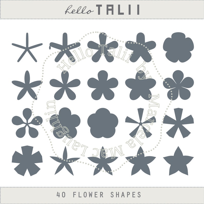 5 PETAL FLOWERS SVG Cut Files 40 Flower Shapes Digital Svg - Etsy