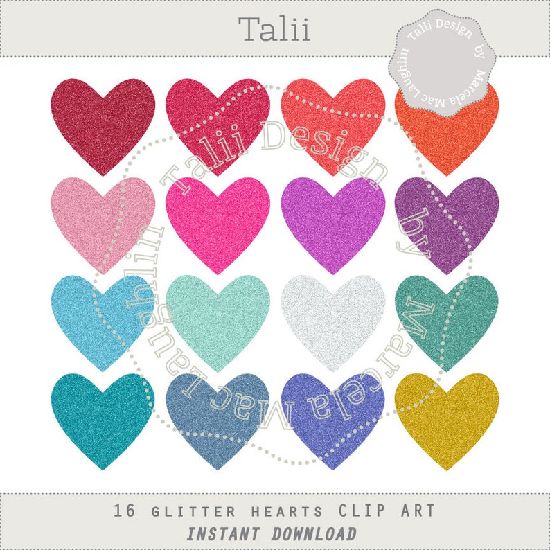 Glitter HEARTS Clipart BUNDLE Digital Valentine Day Clip Art - Etsy