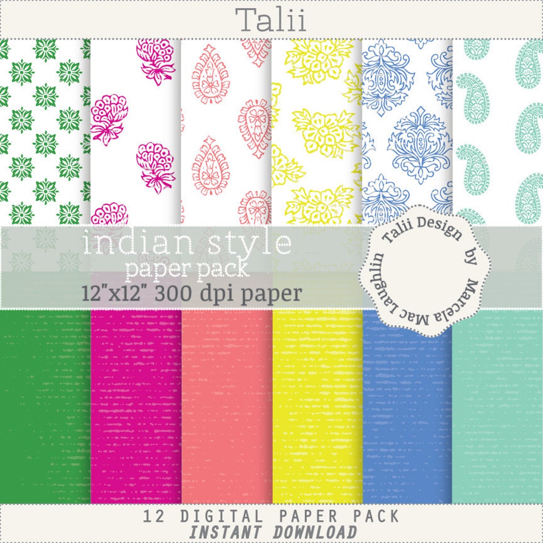 PAISLEY Digital Paper- India Style Backgrounds 6 Arabesques Papers + 6 ...
