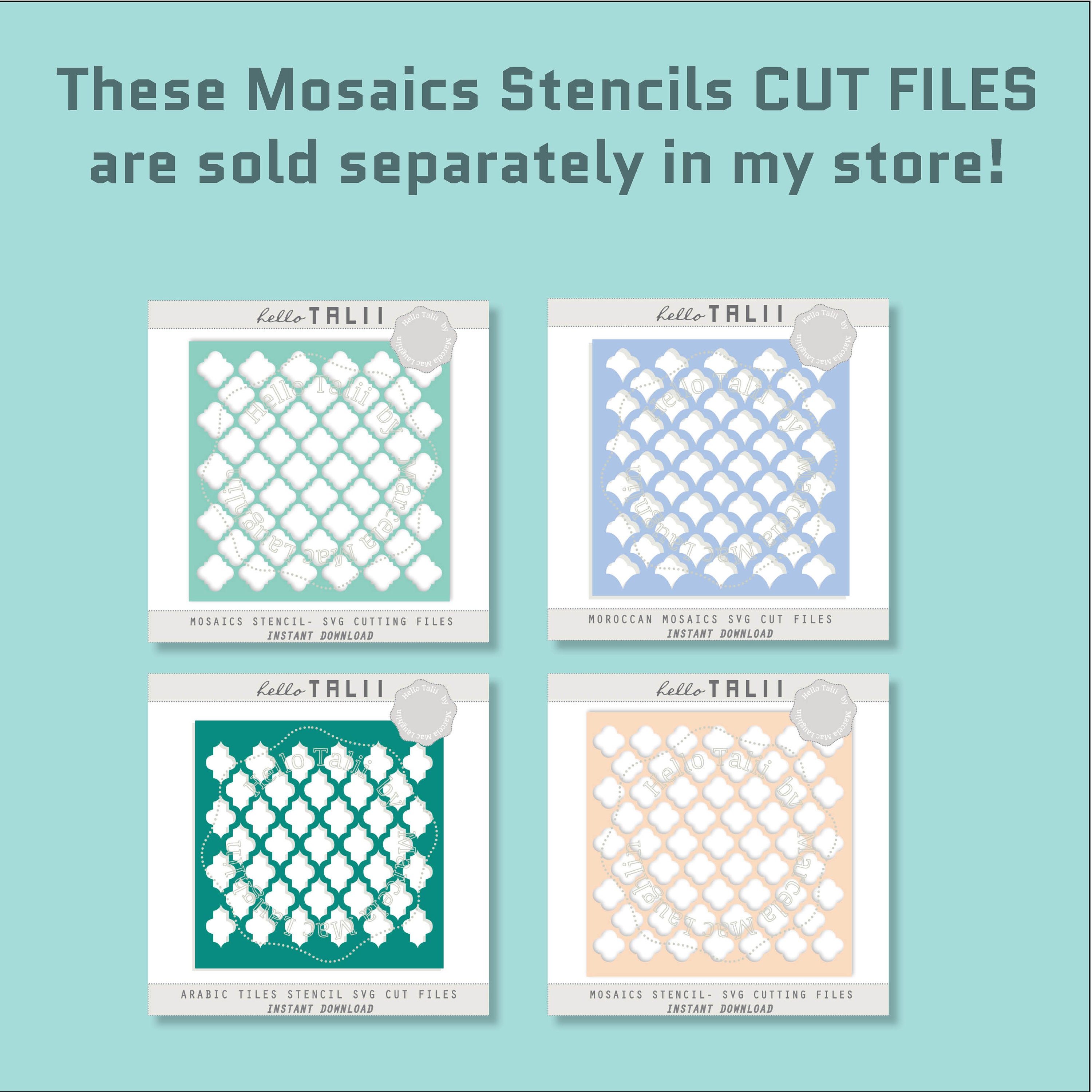 4 MOSAICS Digital Stencils BUNDLE Svg Cut Files 4 DIY - Etsy