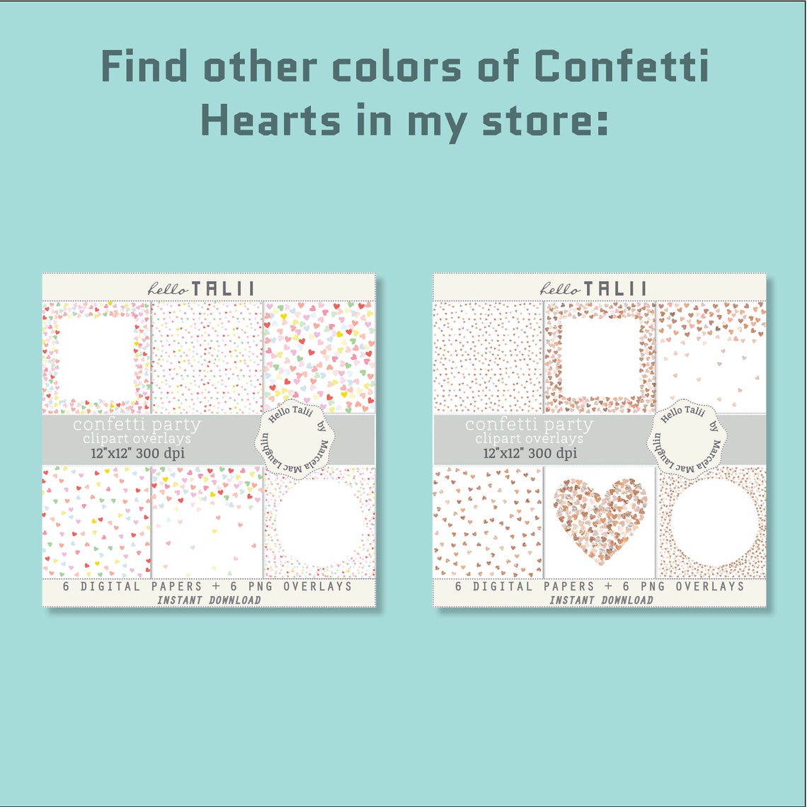 HEARTS Overlays Transparent PNG JPG Digital Papers Red - Etsy