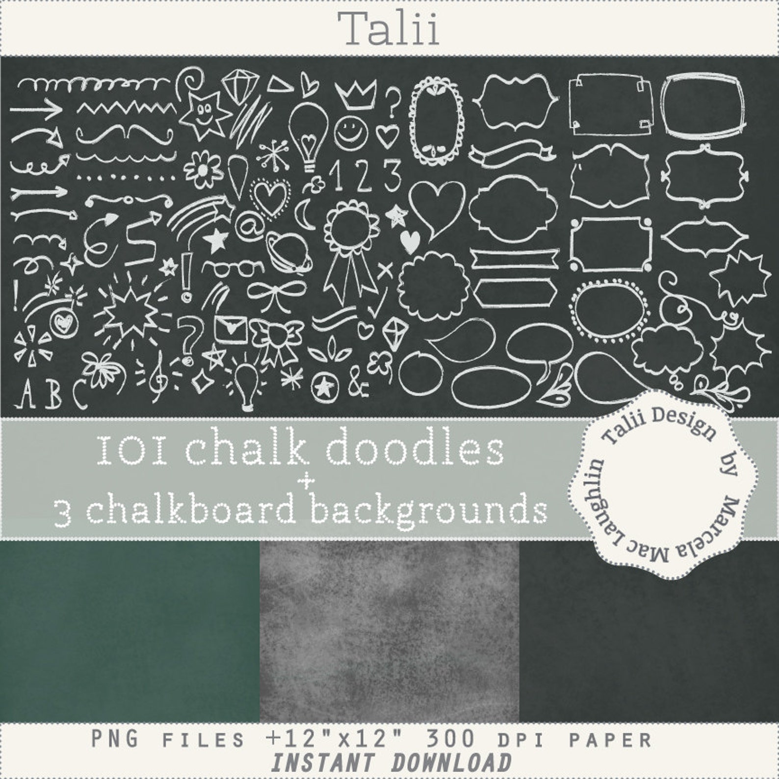 Chalkboard Doodles Clip Art 101 WHITE CHALK DOODLES 3 - Etsy