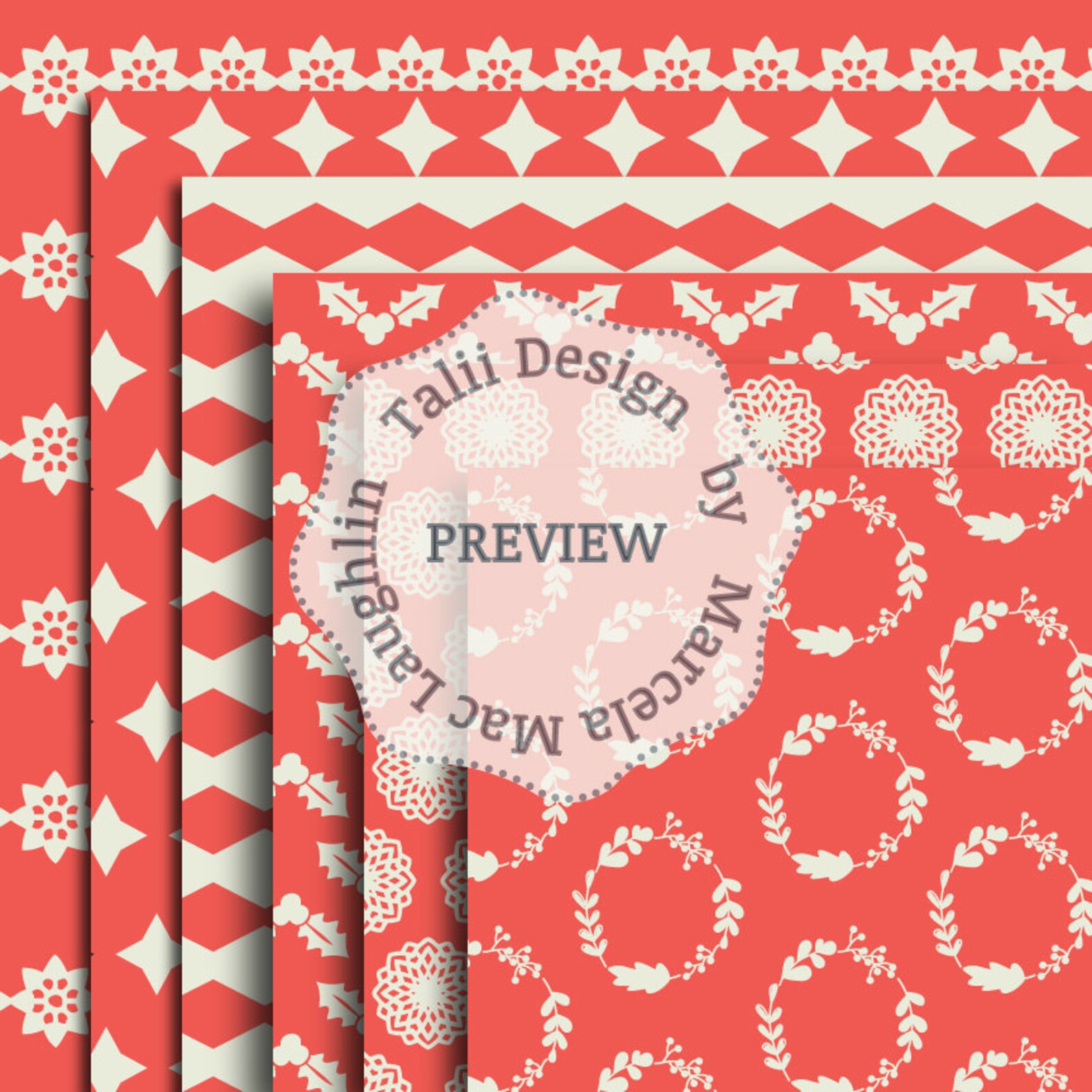 VINTAGE Christmas DIGITAL Paper Red Green Christmas - Etsy