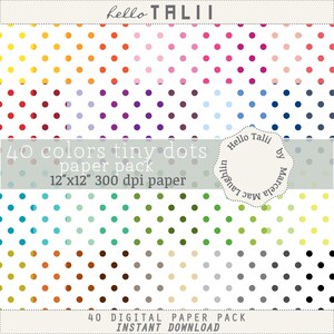 Tiny Dots DIGITAL PAPER Rainbow Polka Dots Backgrounds Little Dots Tiny ...