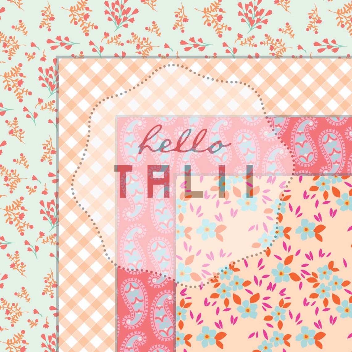 BOHO SPRING Digital Paper Flowers and Paisley Backgrounds - Etsy