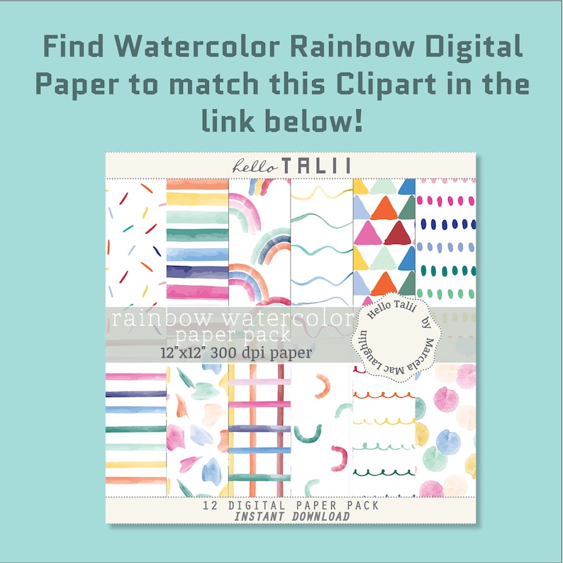 WATECOLOR RAINBOW BORDERS Clip Art 44 Watercolor Brushstrokes - Etsy
