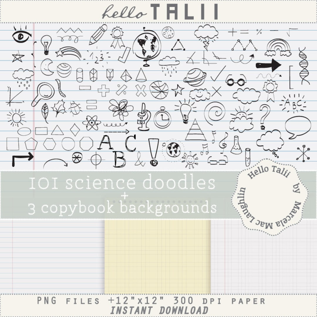 101 SCHOOL Doodles- SCIENCE and MATH Doodles Clipart- Back to School ...