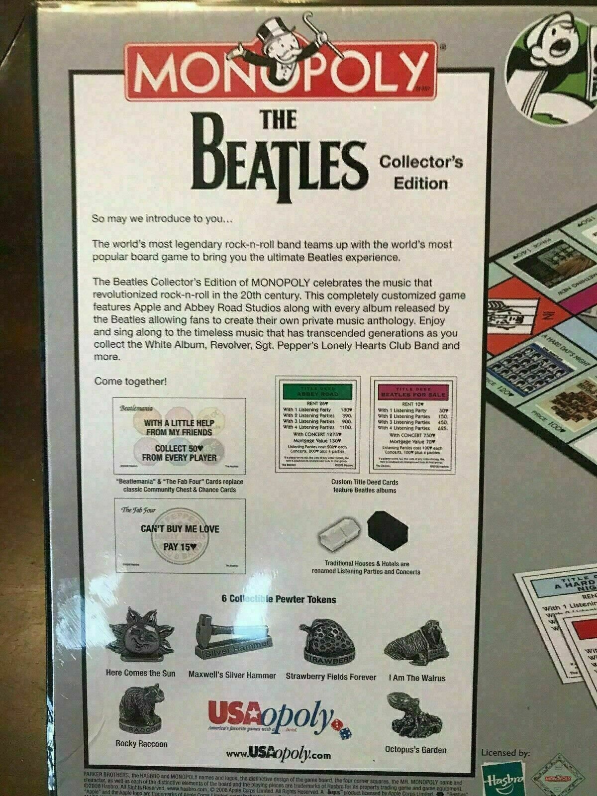 THE BEATLES Monopoly Collector's Edition 2008 Board Game W/ Pewter ...