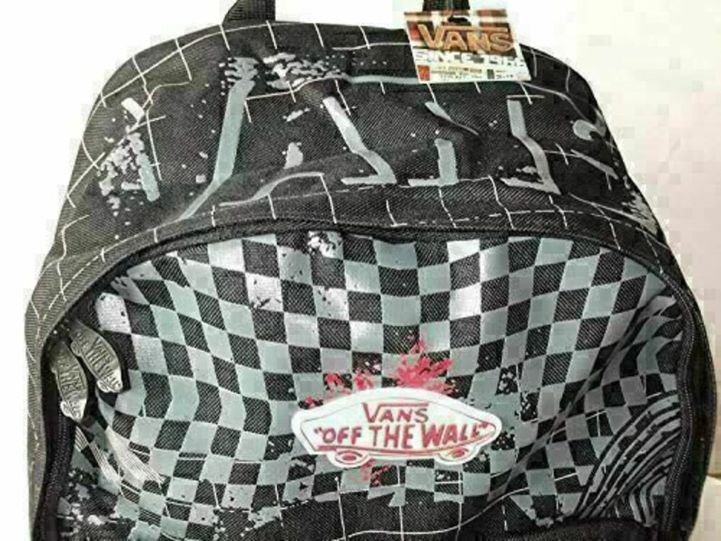 Vtg Vans off the Wall Backpack Van Doren Black School Backpack Back to ...