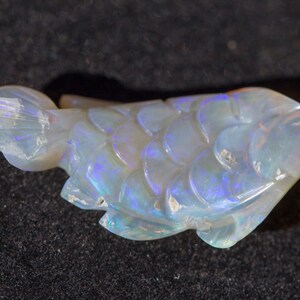SALE*** Australian Fish Opal Carving Semi-blackopal Multicolored Double ...