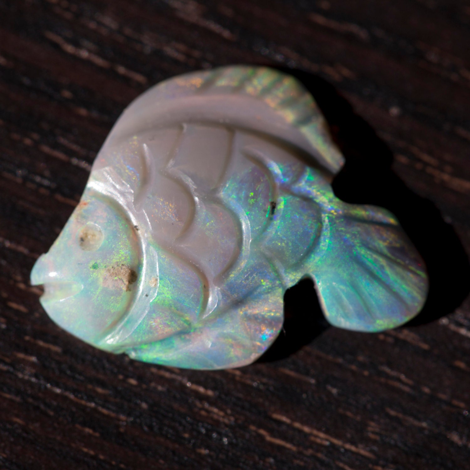 Opal Green Pink Flashing Fire Fish Opal Carving 4.28 Cts | Etsy