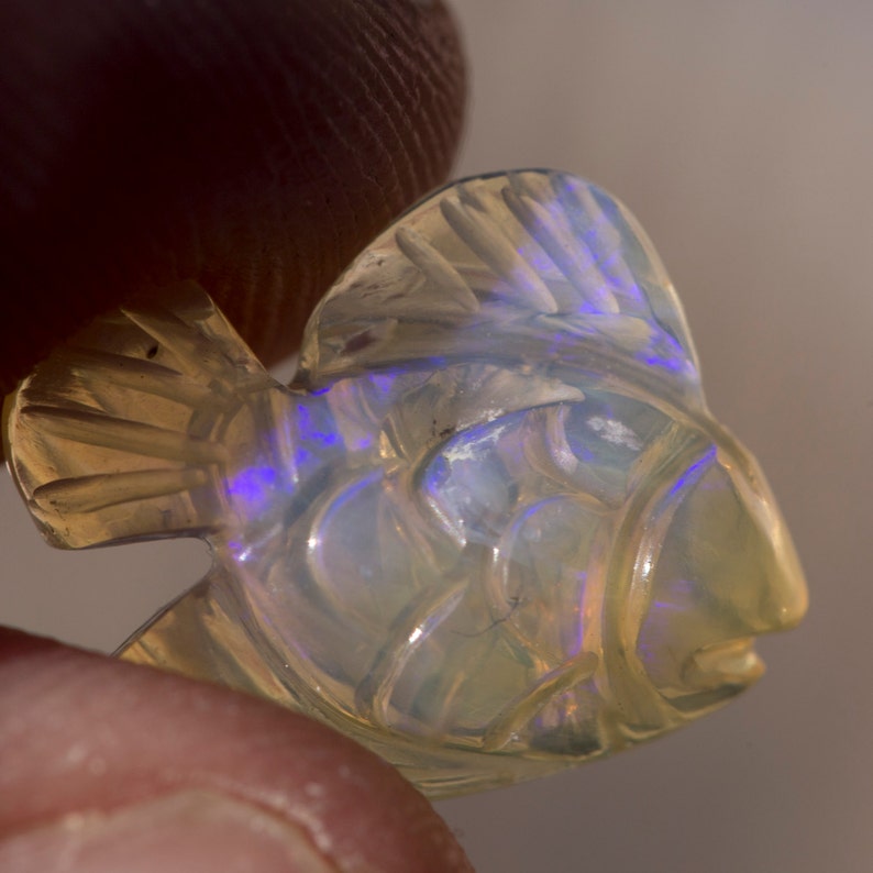 Australian Fish Opal Carving Semi-blackopal Purple Fire 3.5 - Etsy