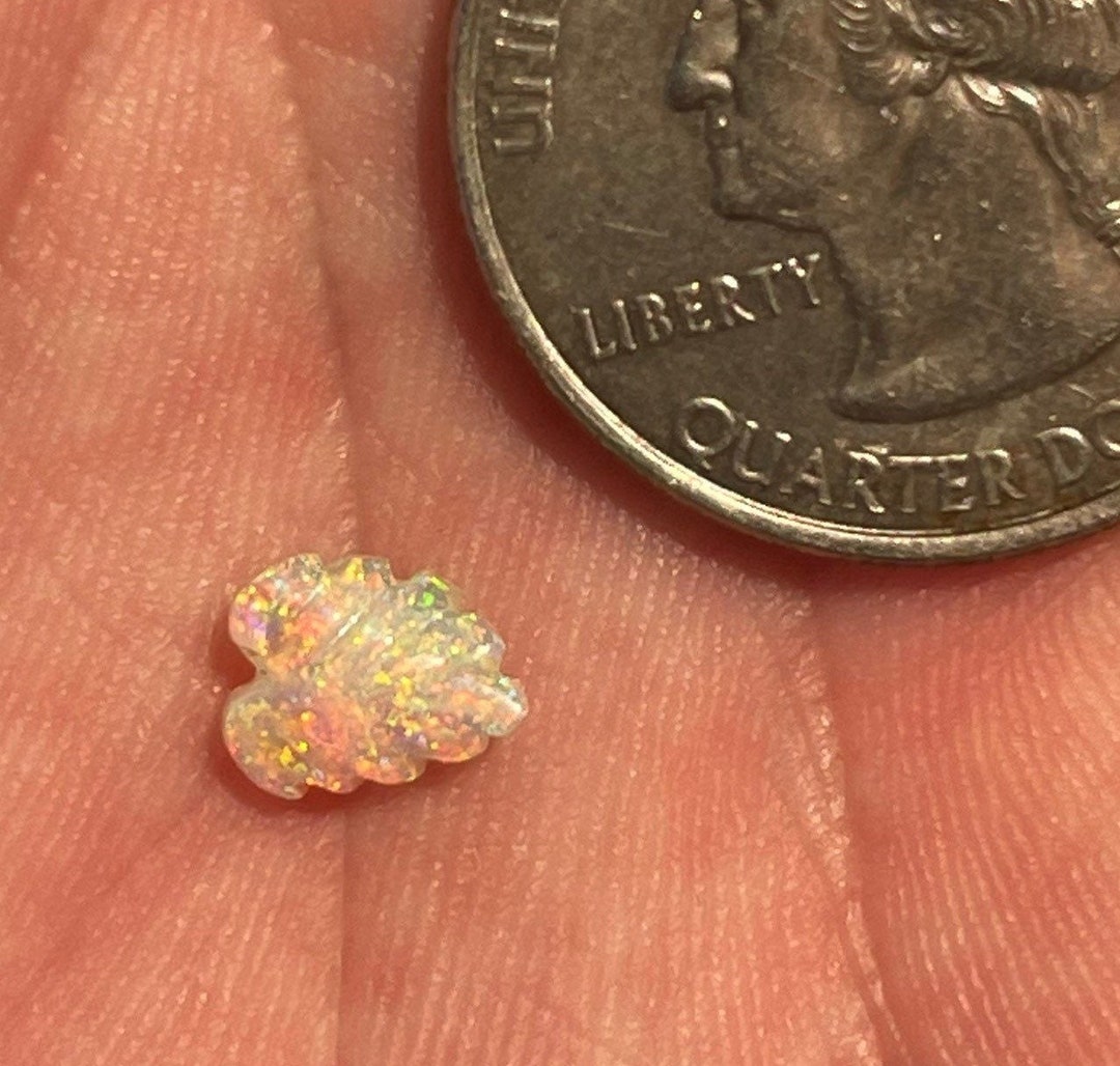 Cosmic Sunburst Opal Leaf With Red, Green & Blue Fire Opal Carving - .8 ...