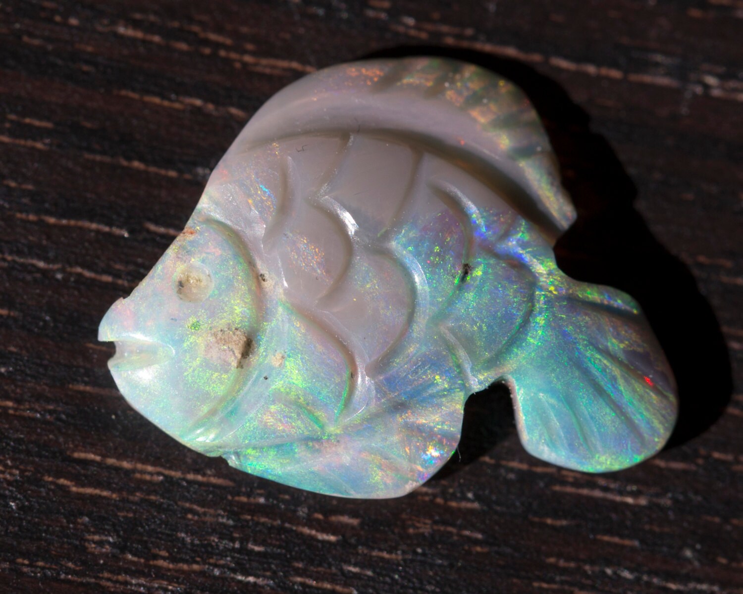 Opal Green Pink Flashing Fire Fish Opal Carving 4.28 Cts | Etsy