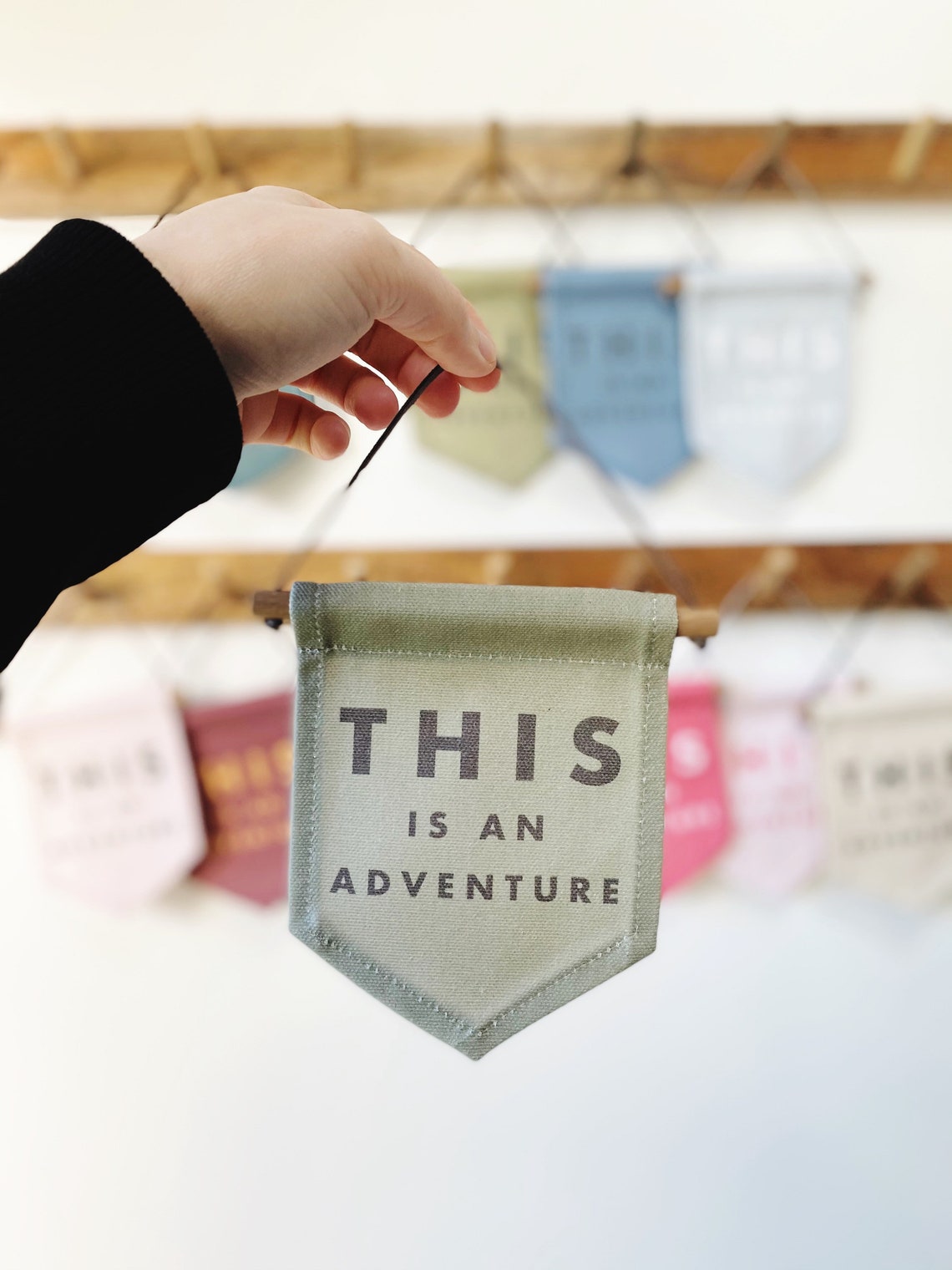 This is an Adventure Mini Banner Flag • Pennant Nursery Decor Wes ...