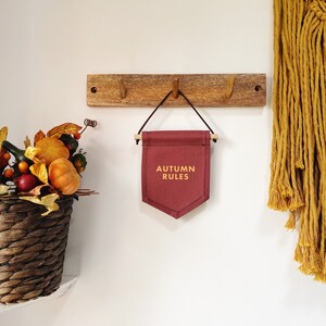 Autumn Rules Mini Banner Flag • Burgundy Fall Pennant Gallery Wall ...