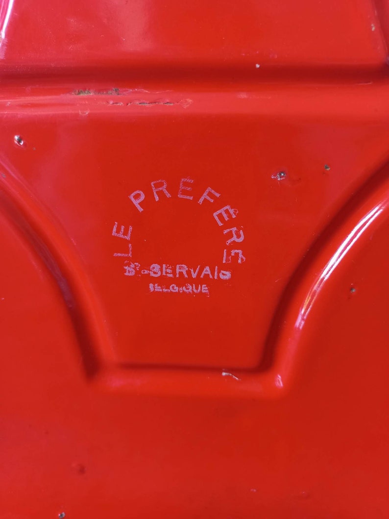 Vintage French / Belgian Enamelware Salt Cellar Bright Red Chippy Paint ...