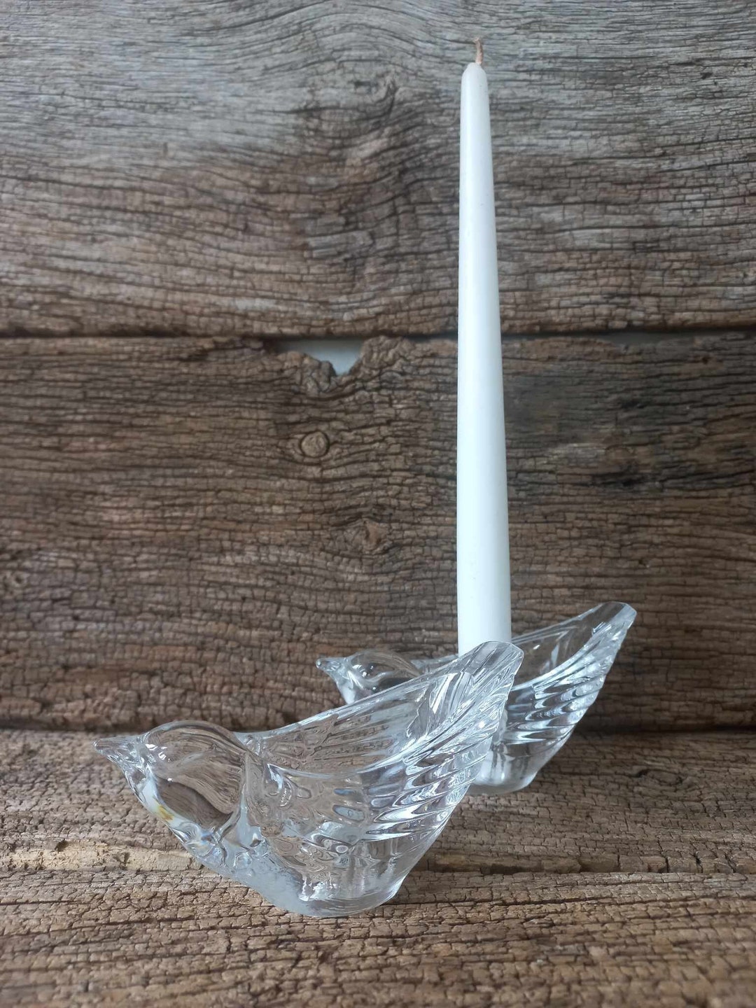 Vintage Pair of Cristal D'arques Bird Shaped Lead Crystal Candle ...